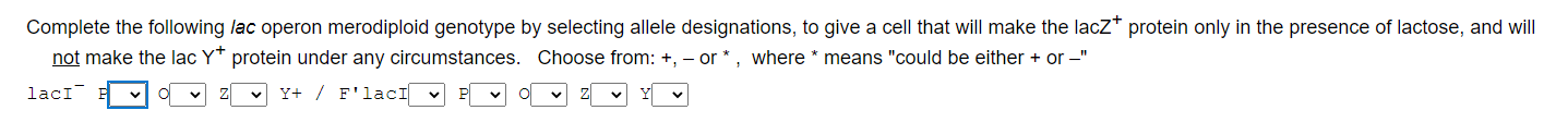 Solved Complete the following lac operon merodiploid | Chegg.com