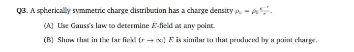 Solved Q3. A spherically symmetric charge distribution has a | Chegg.com