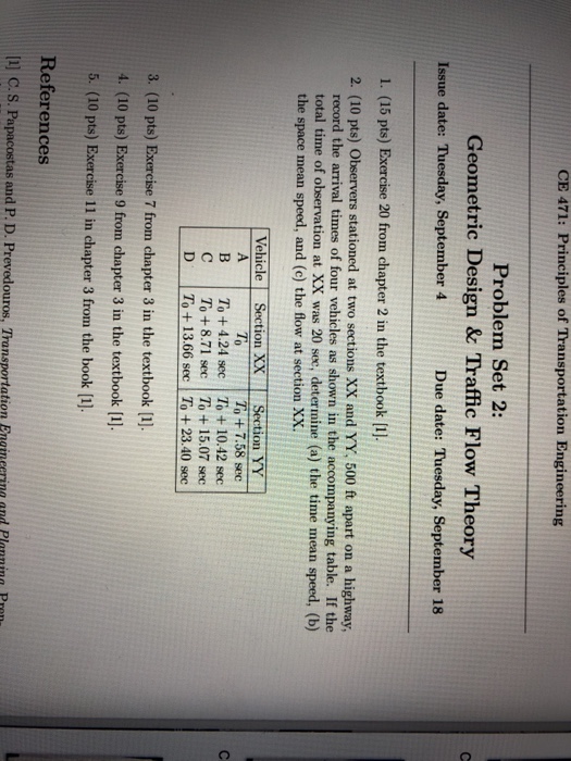 Solved CE 471: Principles of Transportation Engineering | Chegg.com
