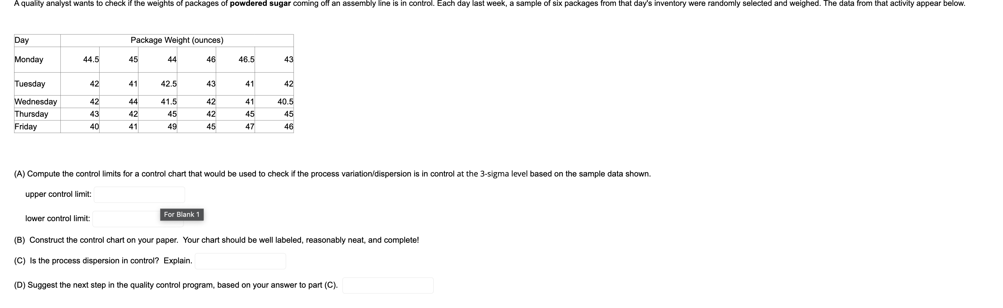 (A) Compute the control limits for a control chart | Chegg.com