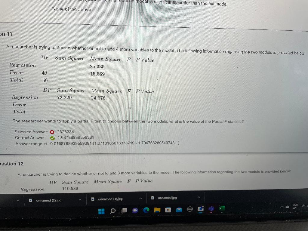 Solved model is significantly better than the full model. | Chegg.com