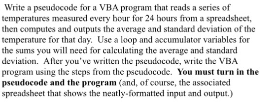 Solved Write A Pseudocode For A Vba Program That Reads A 4123
