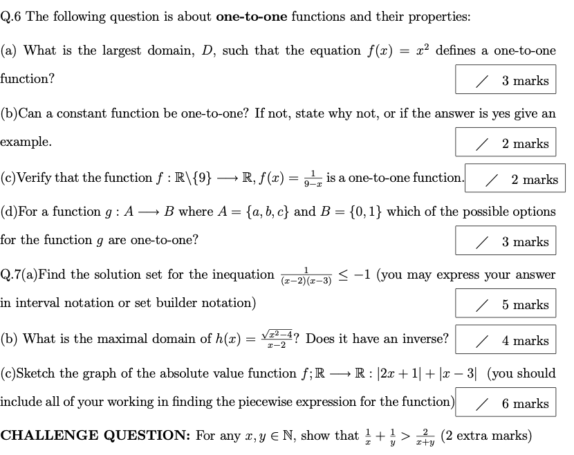 Solved Q.6 The following question is about one-to-one | Chegg.com