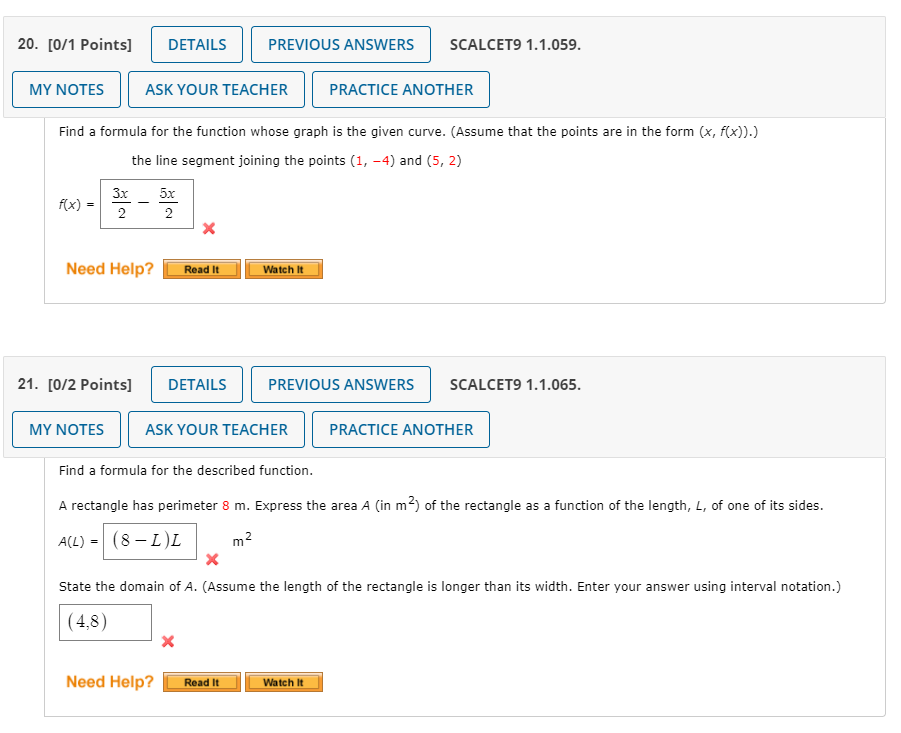 Solved 20. [0/1 Points] DETAILS PREVIOUS ANSWERS SCALCET9 | Chegg.com