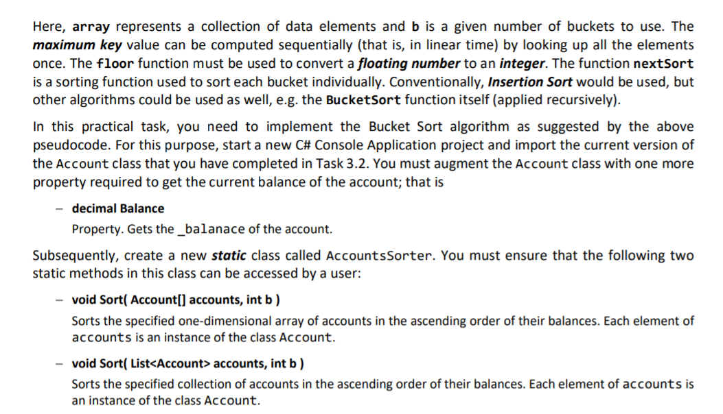 Solved Bucket Sort is an algorithm that sorts data by | Chegg.com