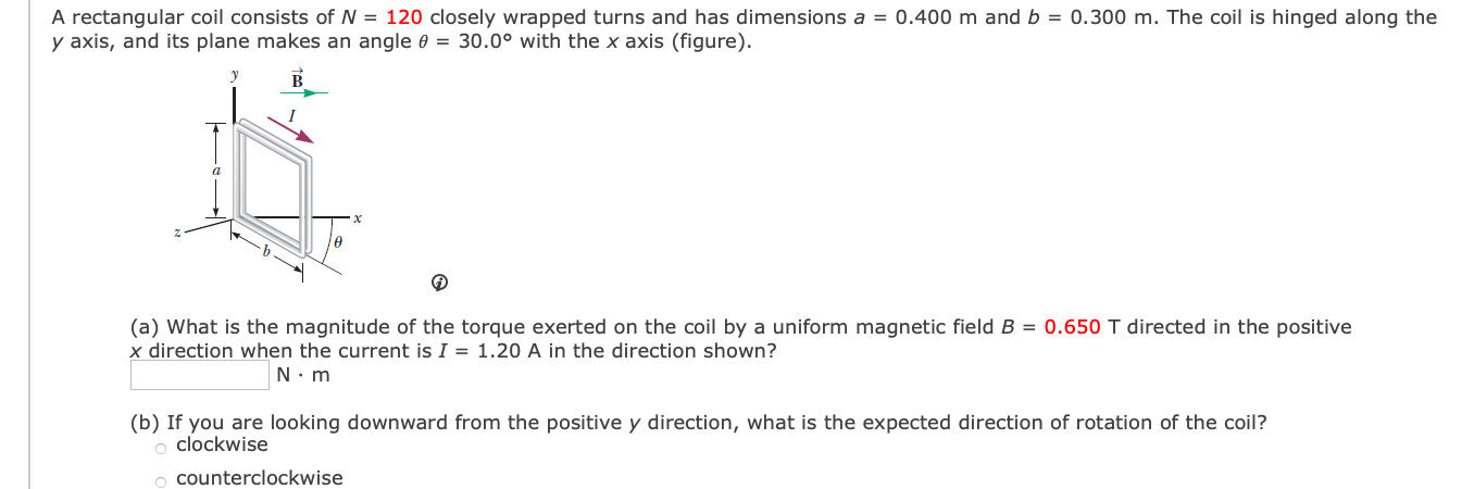 Solved rectangular coil consists of N=120 closely wrapped | Chegg.com