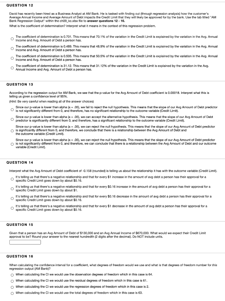 Solved AM Bank Regression Output SUMMARY OUTPUT Regression | Chegg.com