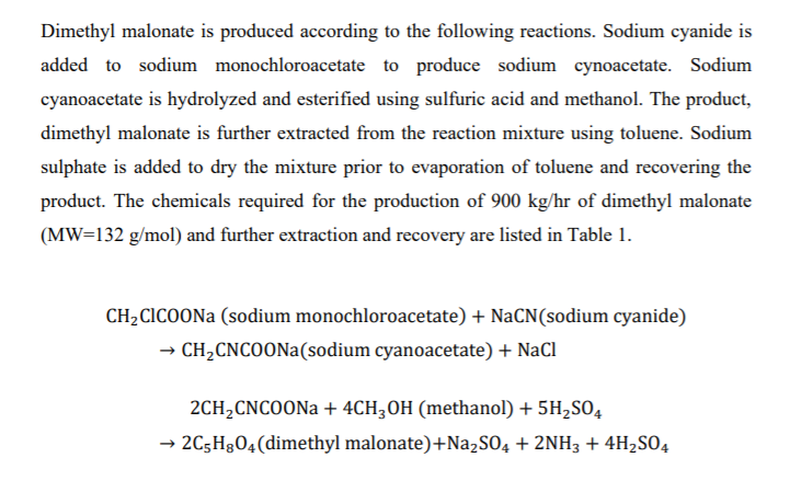 Dimethyl malonate is produced according to the | Chegg.com