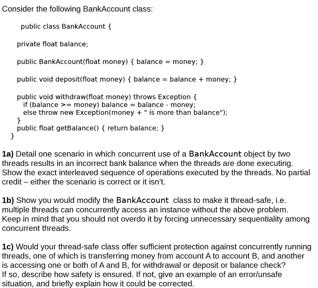 Solved Consider the following BankAccount class: public | Chegg.com