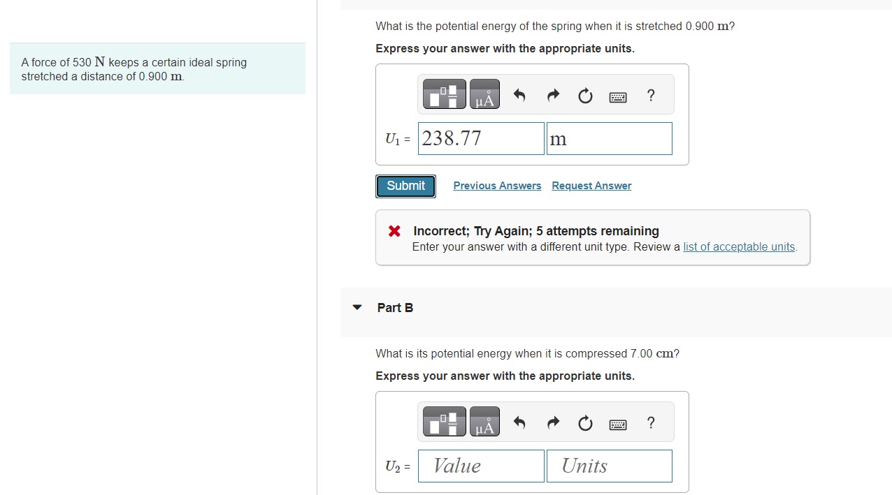 Solved What is the potential energy of the spring when it is | Chegg.com