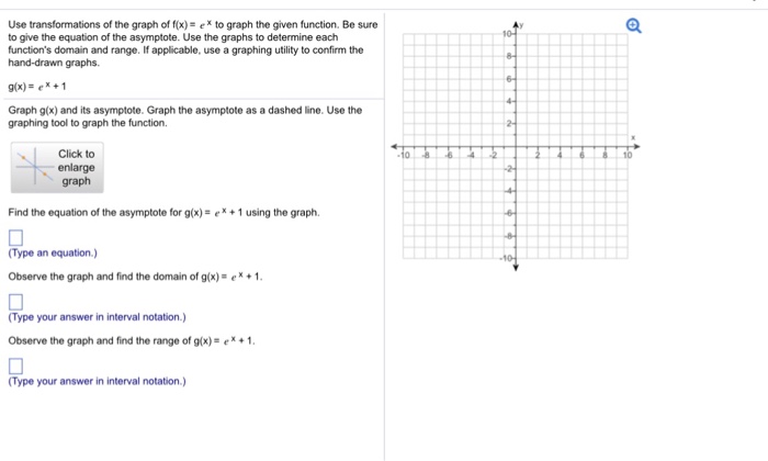 Solved Use Transformations Of The Graph Of Fx Ex To Graph