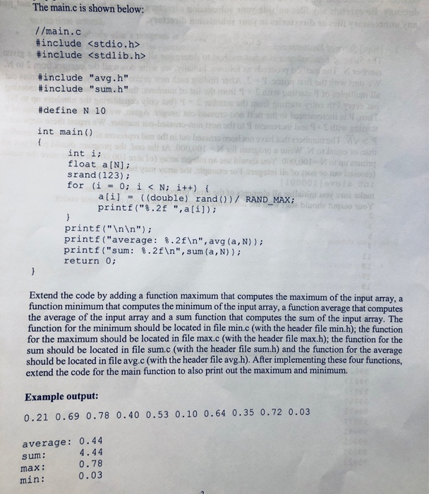 Solved The main.c is shown below: //main.c #include | Chegg.com