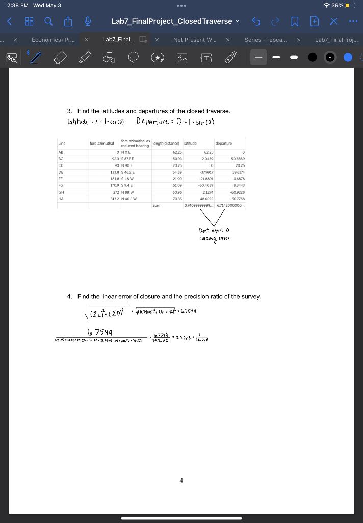 Solved 5.Balance the following latitudes and departures | Chegg.com