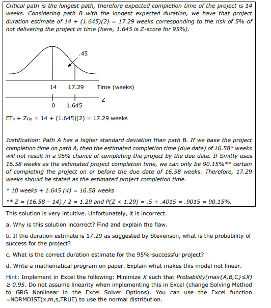 Solved Critical path is the longest path, therefore expected | Chegg.com