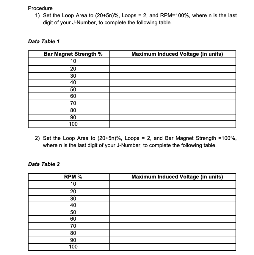 Solved Procedure 1) Set the Loop Area to (20+5n)%, Loops = | Chegg.com