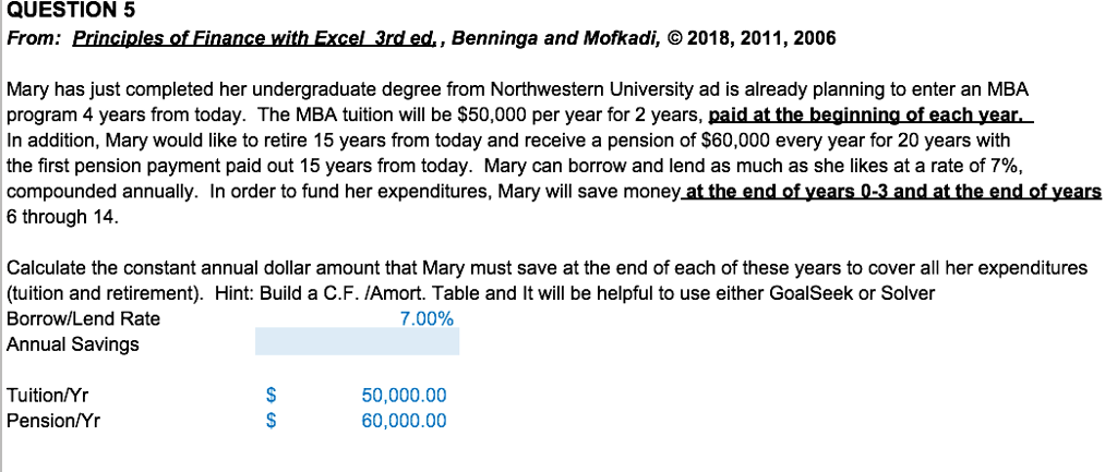 Solved QUESTION 5 From: Principles of Finance with Excel 3rd | Chegg.com