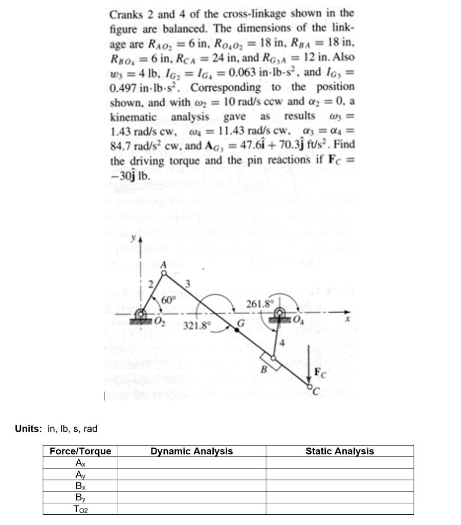 a. For matrix-based dynamic force analysis, solve for | Chegg.com