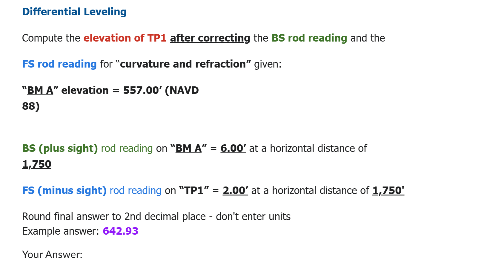 Solved Differential LevelingCompute the elevation of TP1 | Chegg.com
