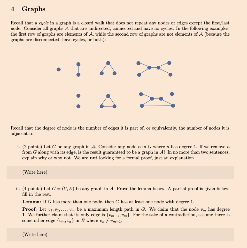 Solved 4 Graphs Recall that a cycle in a graph is a closed | Chegg.com