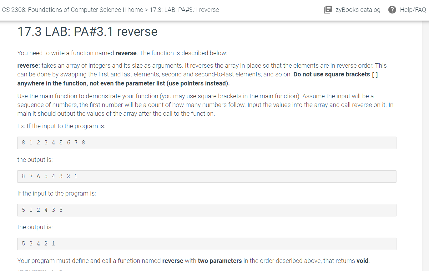 Solved You need to write a function named reverse. The | Chegg.com