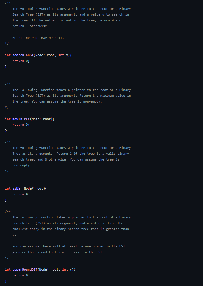 Solved The Following Function Takes A Pointer To The Root Of 