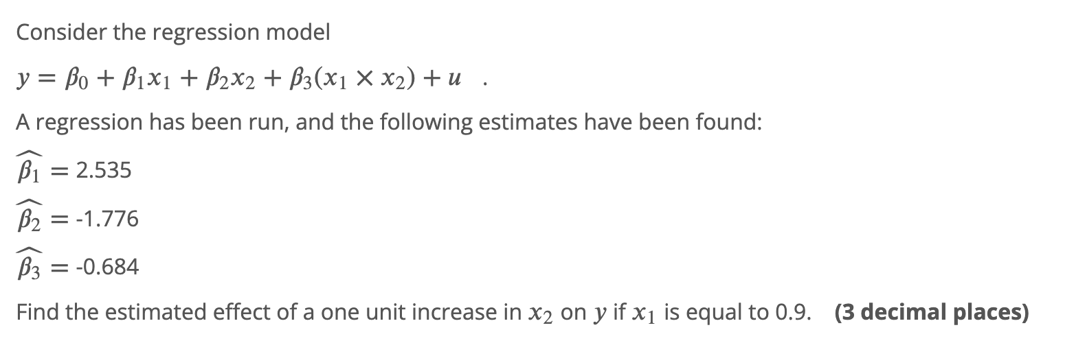 Solved Consider the regression model y = Bo + B1X1 + B2X2 + | Chegg.com