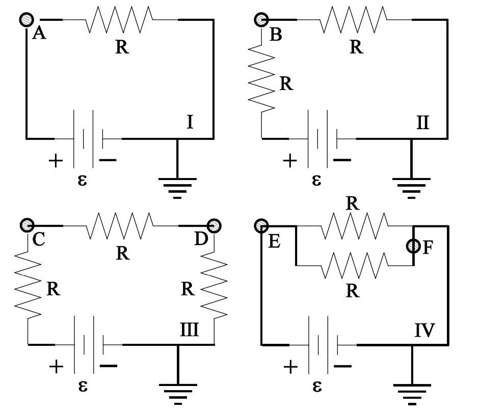 Solved Above there are four circuits labeled I-IV. All the | Chegg.com