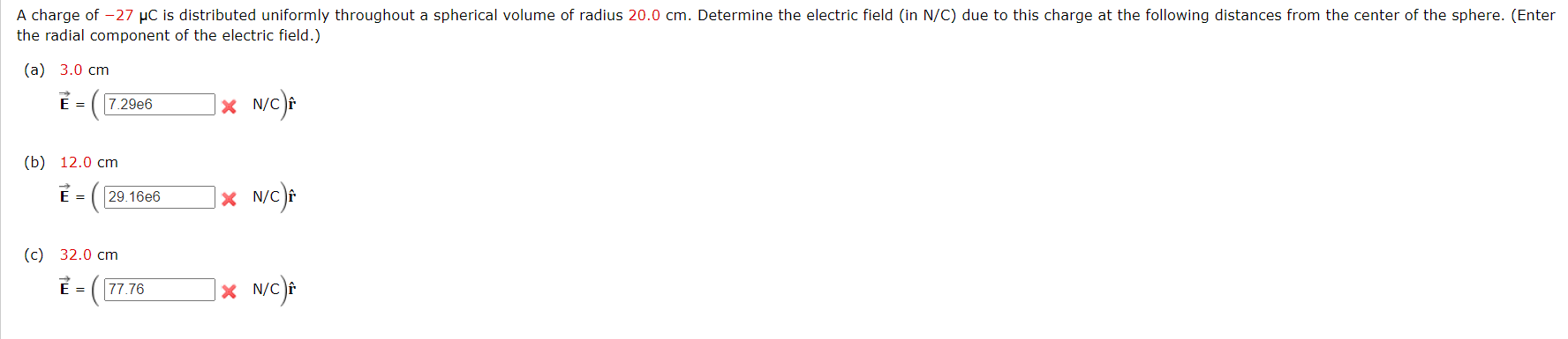 Solved the radial component of the electric field.) (a) 3.0 | Chegg.com