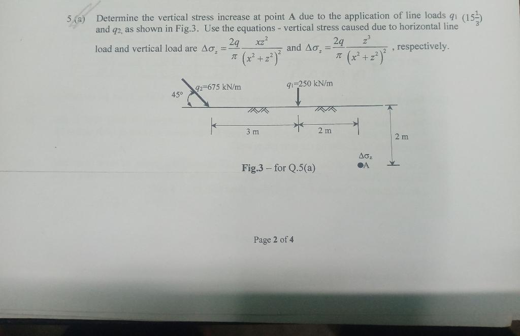 Solved 5.(a) Determine the vertical stress increase at point | Chegg.com