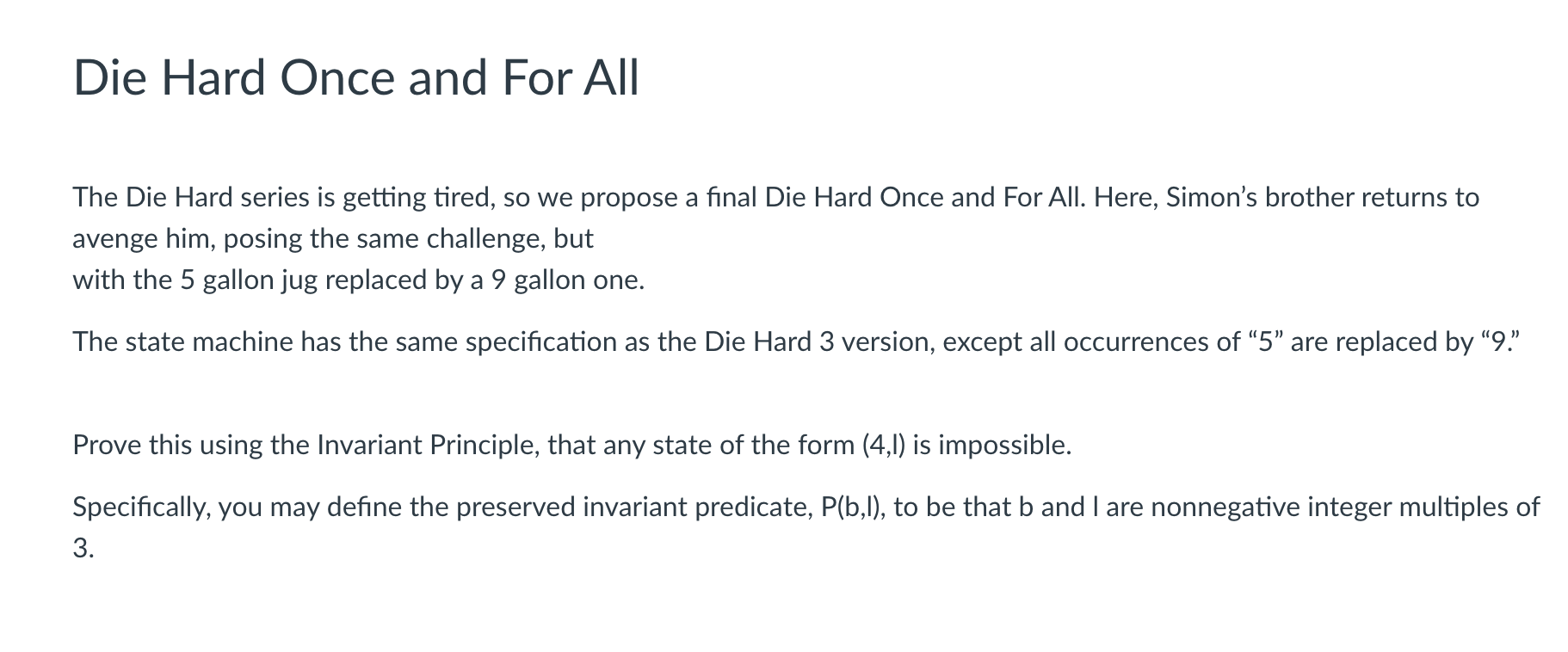 Solved lons of water. The movie Die Hard 3: With a Vengeance | Chegg.com