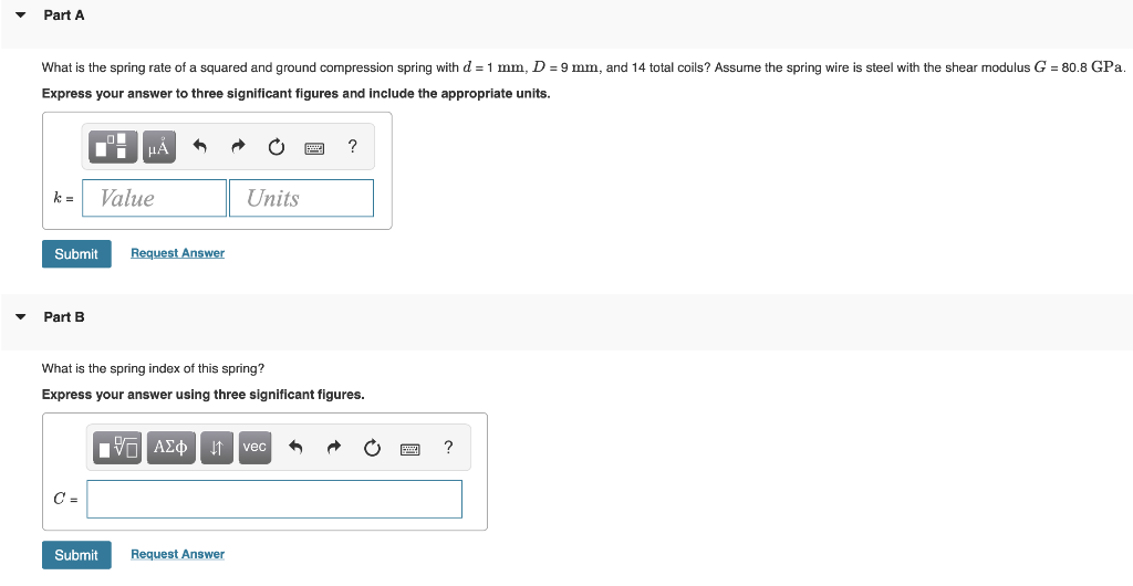 Solved Part A What is the spring rate of a squared and | Chegg.com