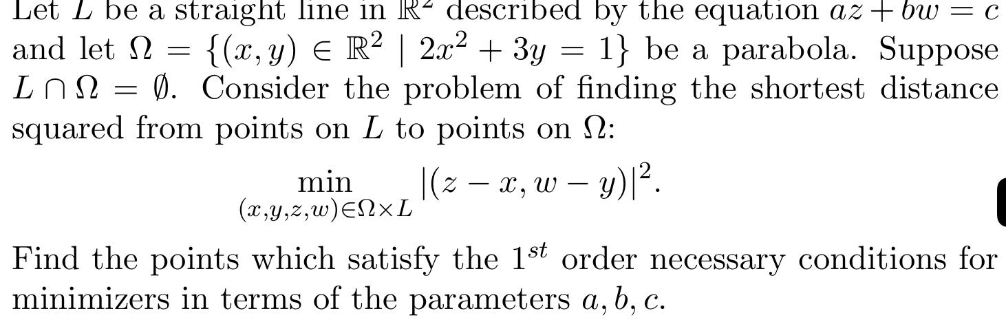 Solved = Let L be a straight line in R described by the | Chegg.com