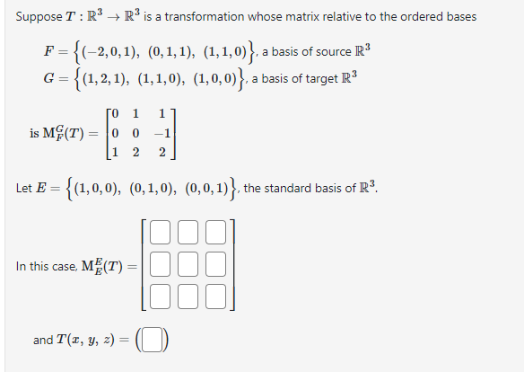 Solved Suppose T:R3→R3 ﻿is a transformation whose matrix | Chegg.com