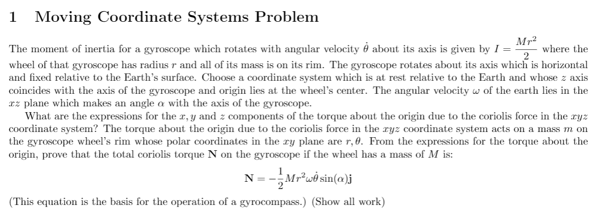Solved 1 Moving Coordinate Systems Problem Mr2 The moment of | Chegg.com