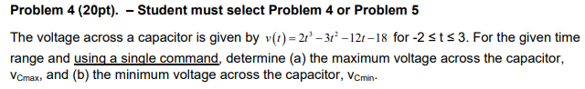 Solved Problem 4 (20pt). - Student must select Problem 4 or | Chegg.com