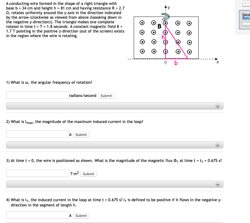 Solved Stand Rota A conducting wire formed in the shape of a | Chegg.com