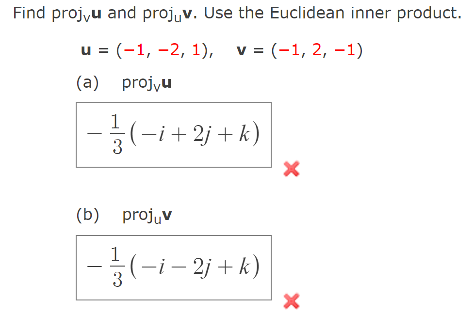 Solved Find projvu and projuv. Use the Euclidean inner | Chegg.com