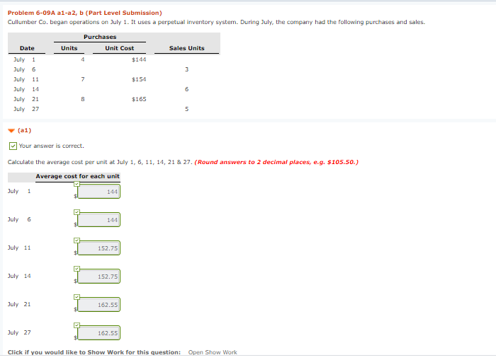 Solved Problem 6-09A a1-a2, b (Part Level Submission) | Chegg.com