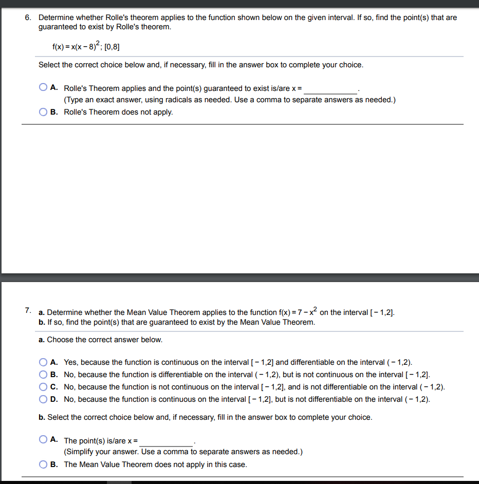 Solved 6 Determine Whether Rolle s Theorem Applies To The Chegg