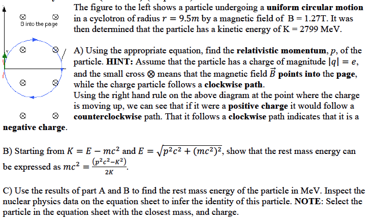 Solved The figure to the left shows a particle | Chegg.com