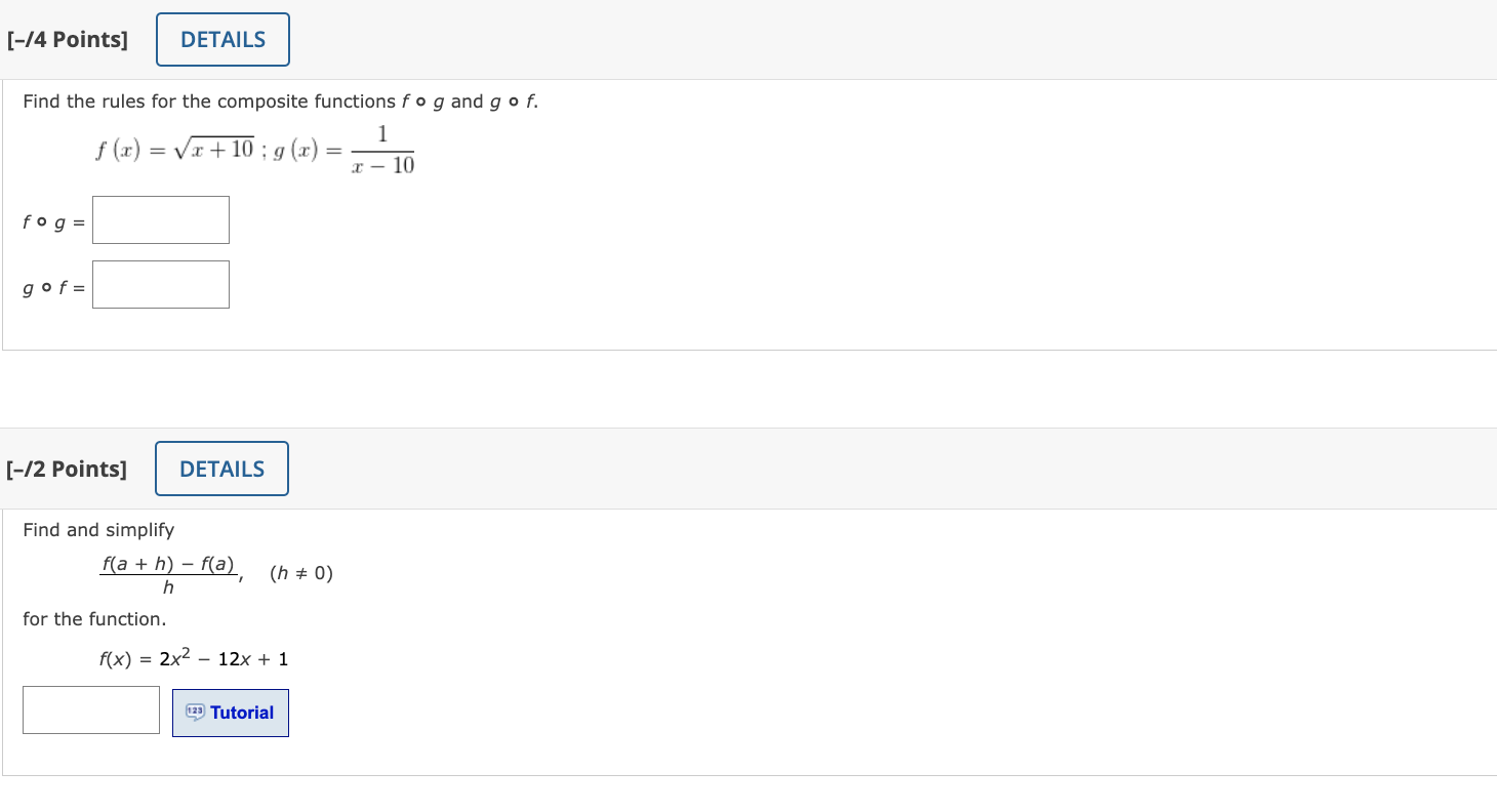 Solved Find the rules for the composite functions f∘g and | Chegg.com