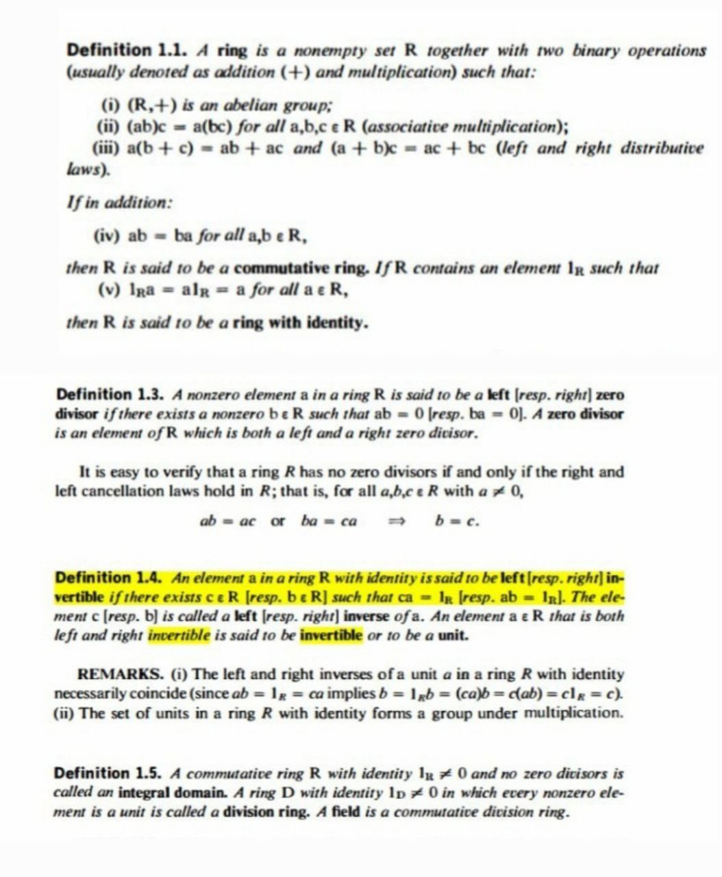 Solved Definition 1.1. A ring is a nonempty set R together | Chegg.com