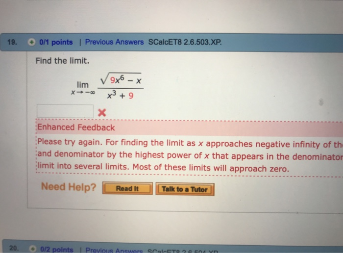 Solved 19. 0/1 points | Previous Answers SCalcET8 | Chegg.com
