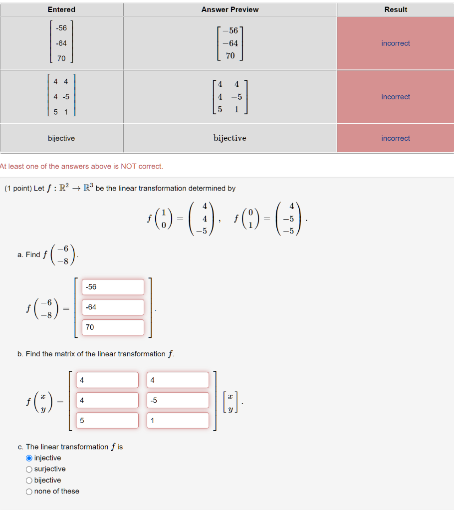Solved At Least One Of The Answers Above Is Not Correct 1