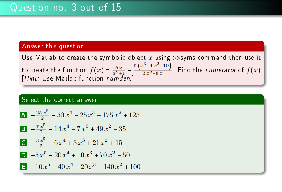 Solved Question no. 3 out of 15 Answer this question Use | Chegg.com