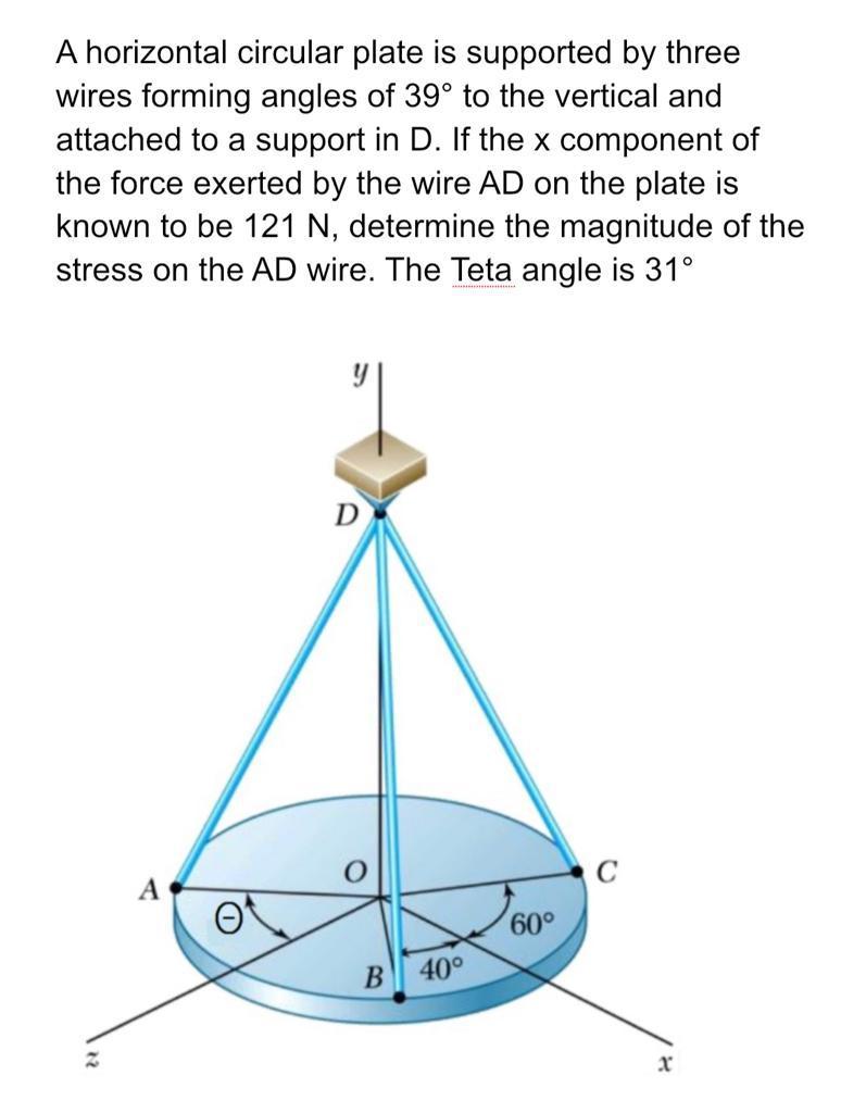Solved A horizontal circular plate is supported by three | Chegg.com