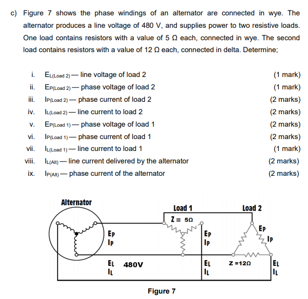 Solved c) Figure 7 shows the phase windings of an alternator | Chegg.com