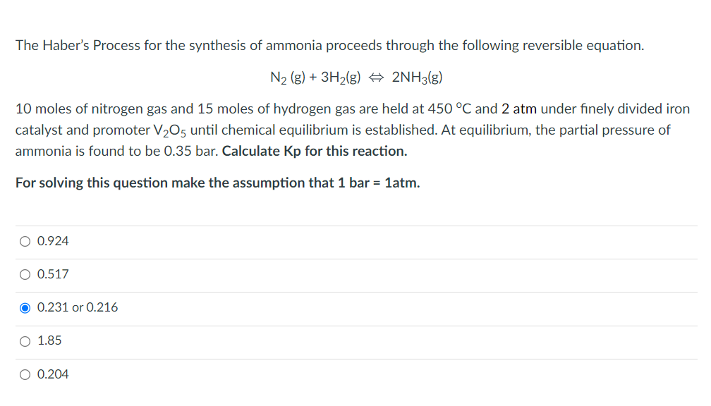 Solved N2( g)+3H2( g)⇔2NH3( g) 10 moles of nitrogen gas and | Chegg.com