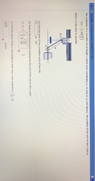 Solved 7 031 The endpoints of a movable rod of length 1 | Chegg.com