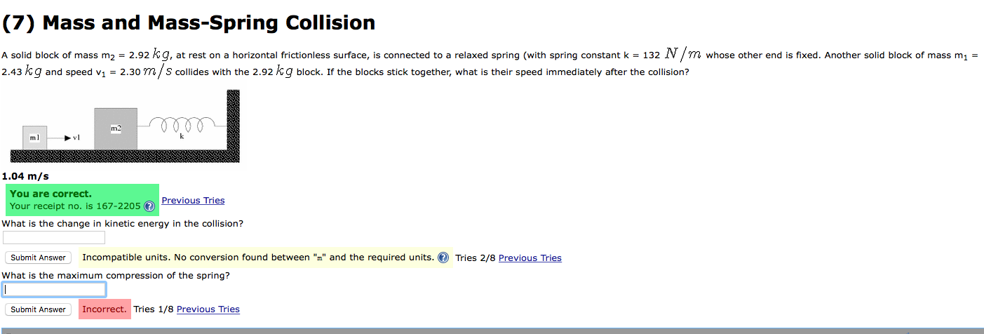 Solved (7) Mass and Mass-Spring Collision A solid block of | Chegg.com